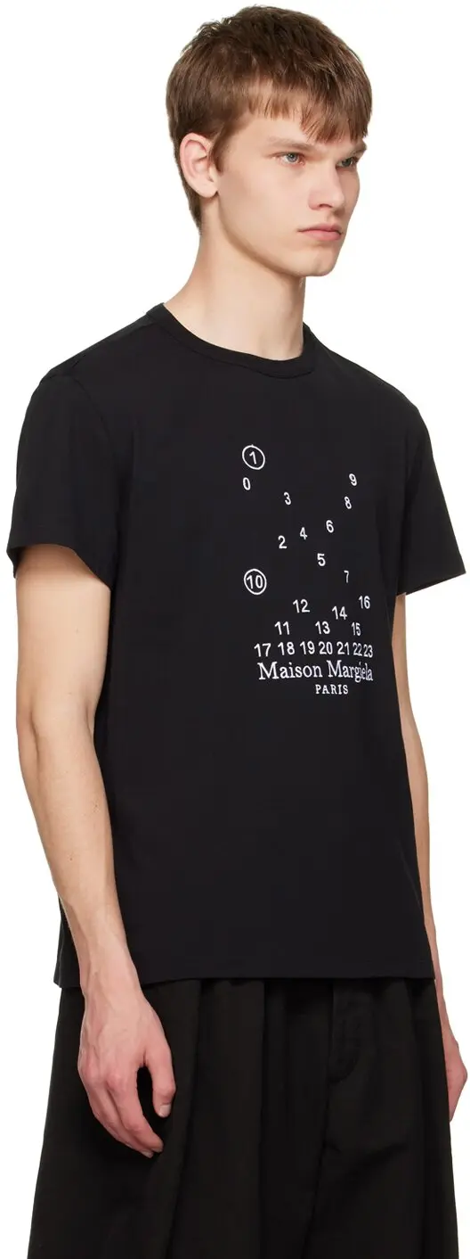 Maison Margiela Black Embroidered T-Shirt In 900 Black - 57% Off
